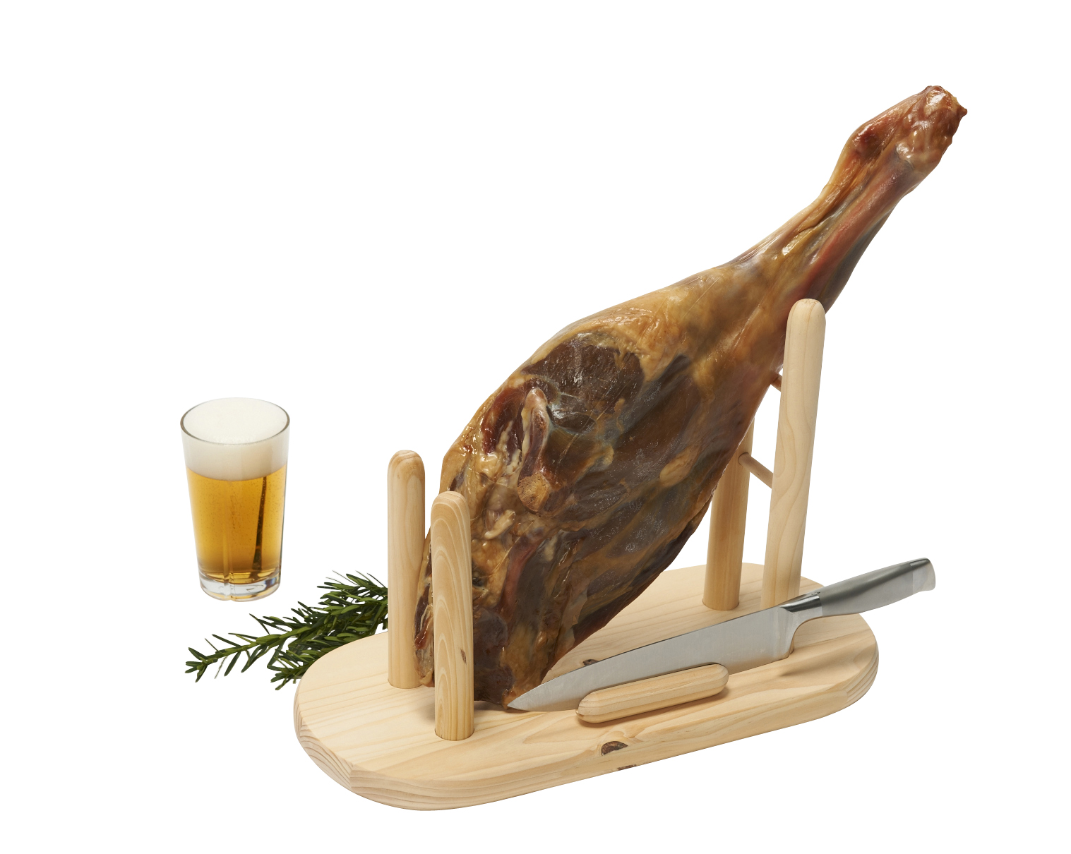 Fenalår med fenalårstativ i gavesekk som årets julegave til ansatte