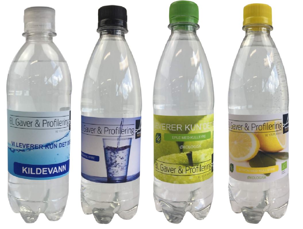 Logovann - vannflasker med egen etikett - kildevann - vann tilsatt ...