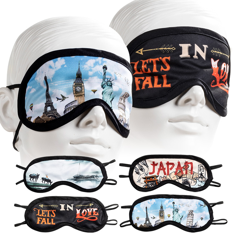 Sovemaske med fullfargetrykk billige sovebriller med trykk av logo